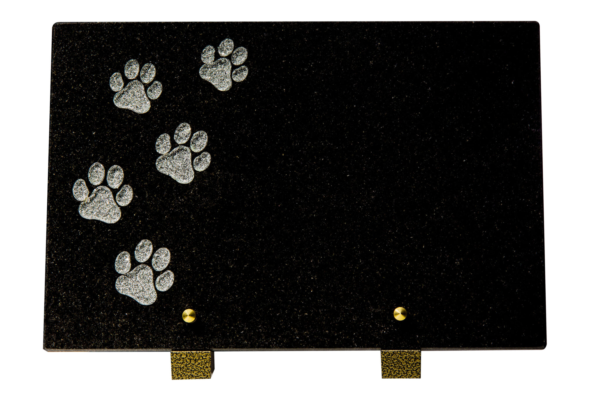 Plaque funéraire personnalisée en granit noir, avec pattes de chien ...